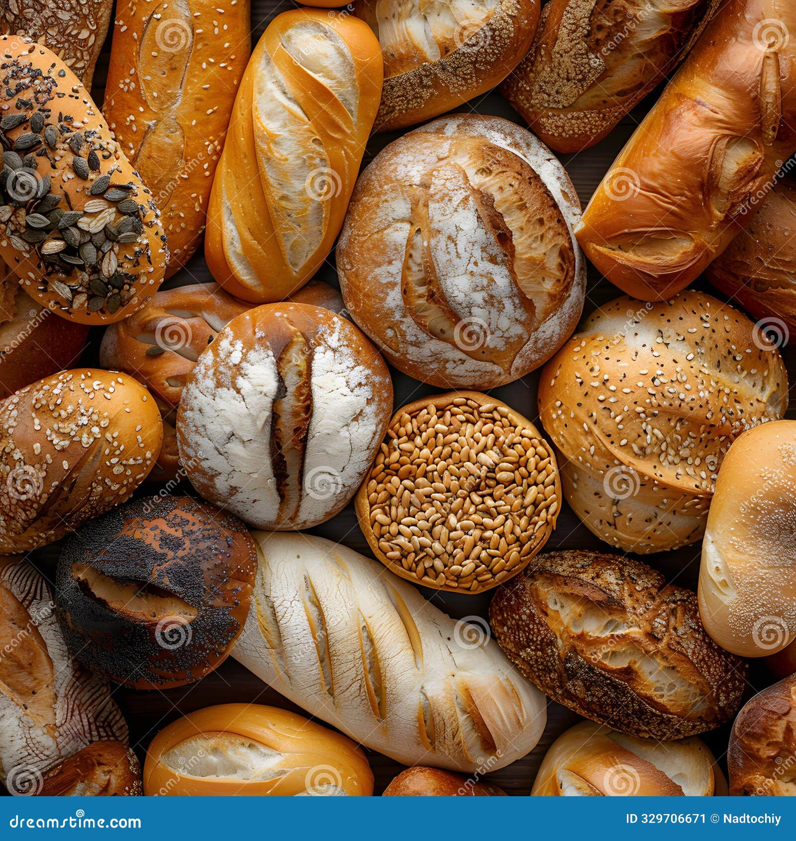 Assorted Bread Varieties Displayed on a Table As Staple Food Stock ...