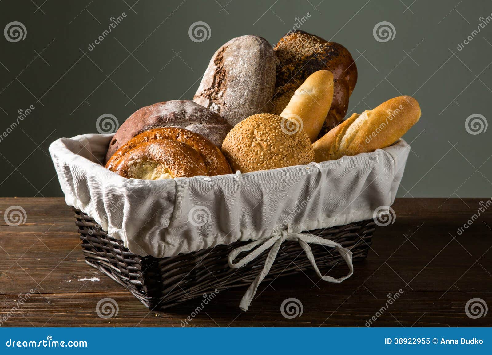 Assorted Bread in Wooden Basket Stock Image - Image of basket, product ...