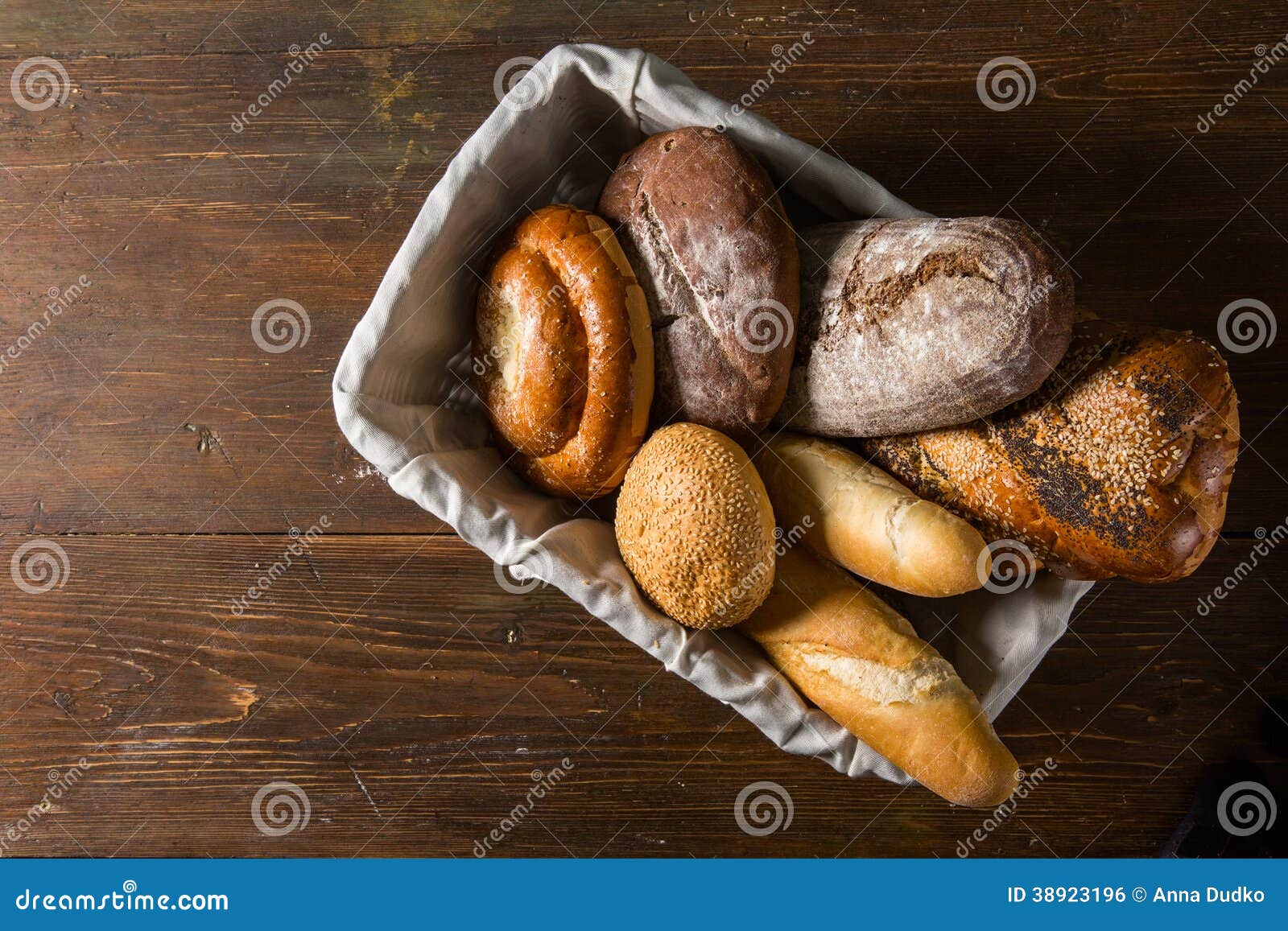 Assorted Bread in Wooden Basket Stock Photo - Image of wheat ...