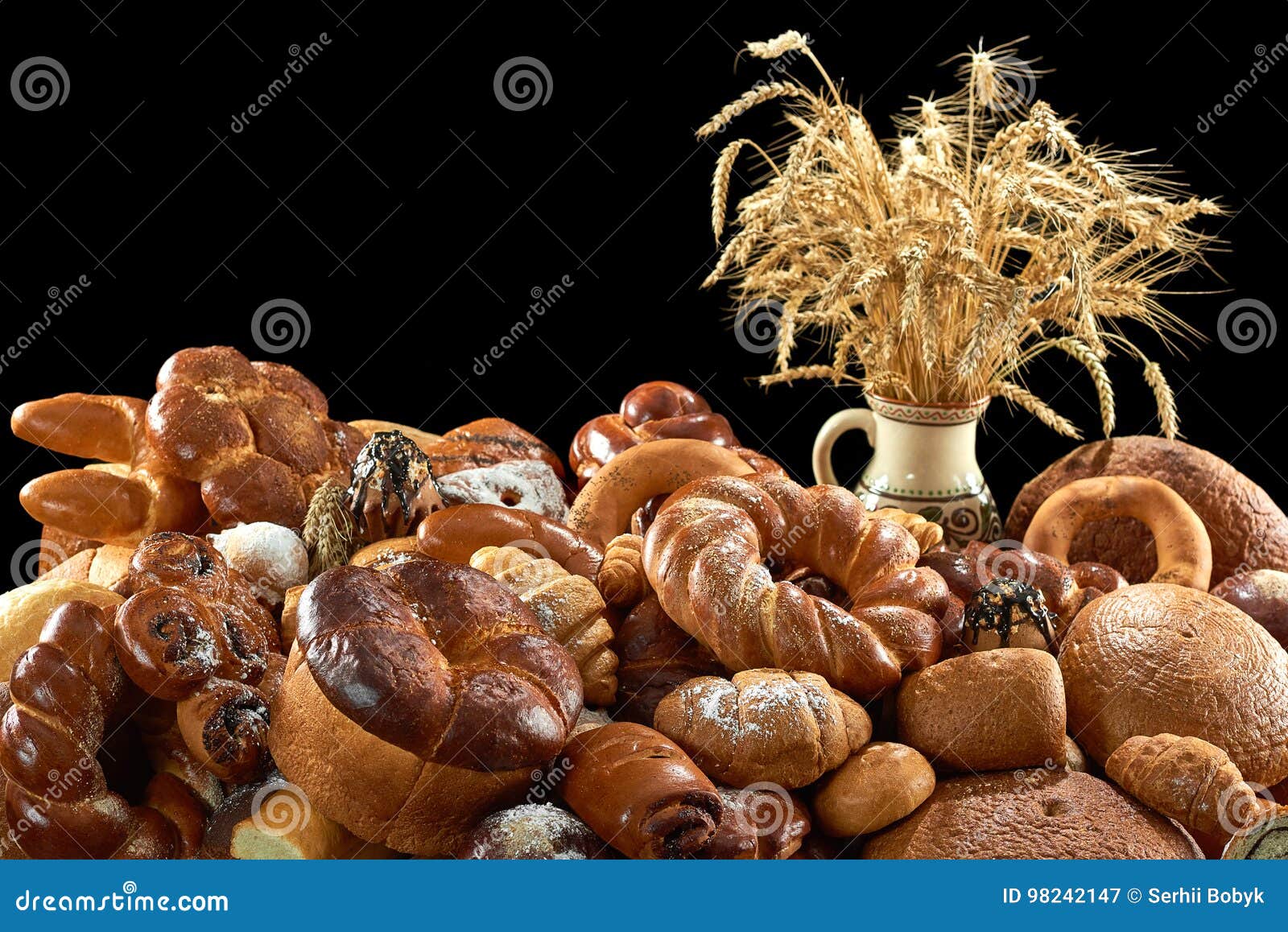 Assorted Breads Isolated on White Stock Image - Image of bread ...