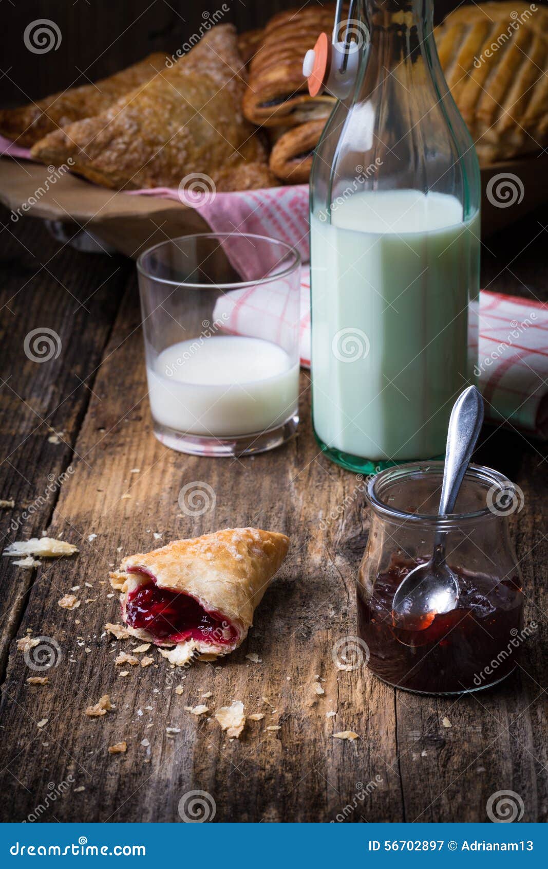 Assorted Breakfast Pastries with Milk Stock Image - Image of bake ...