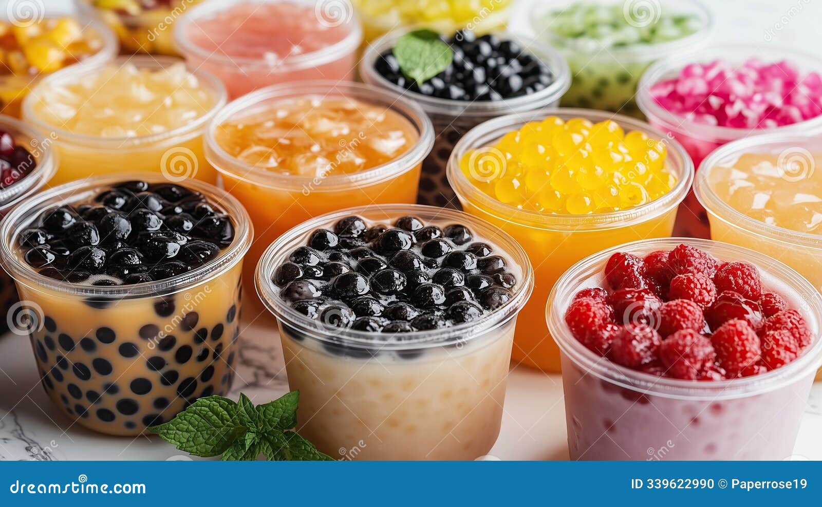 Assorted Bubble Tea Toppings in Small Bowls, Customizable Drink Stock ...