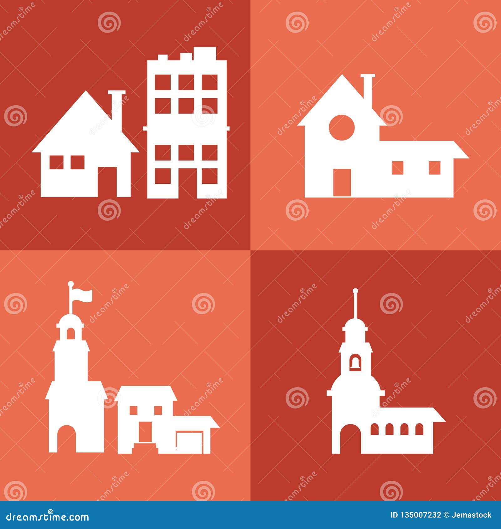 Assorted Building Type Icons Image Stock Vector - Illustration of ...