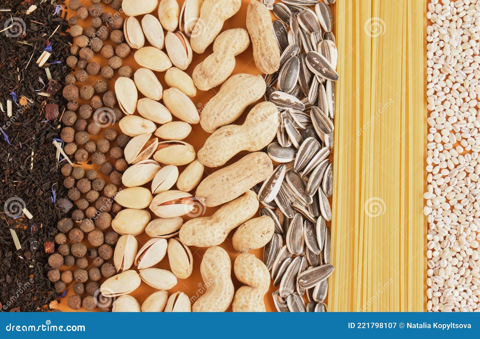 Assorted Bulk Grocery Products Texture Top View Copy Space Stock Image ...