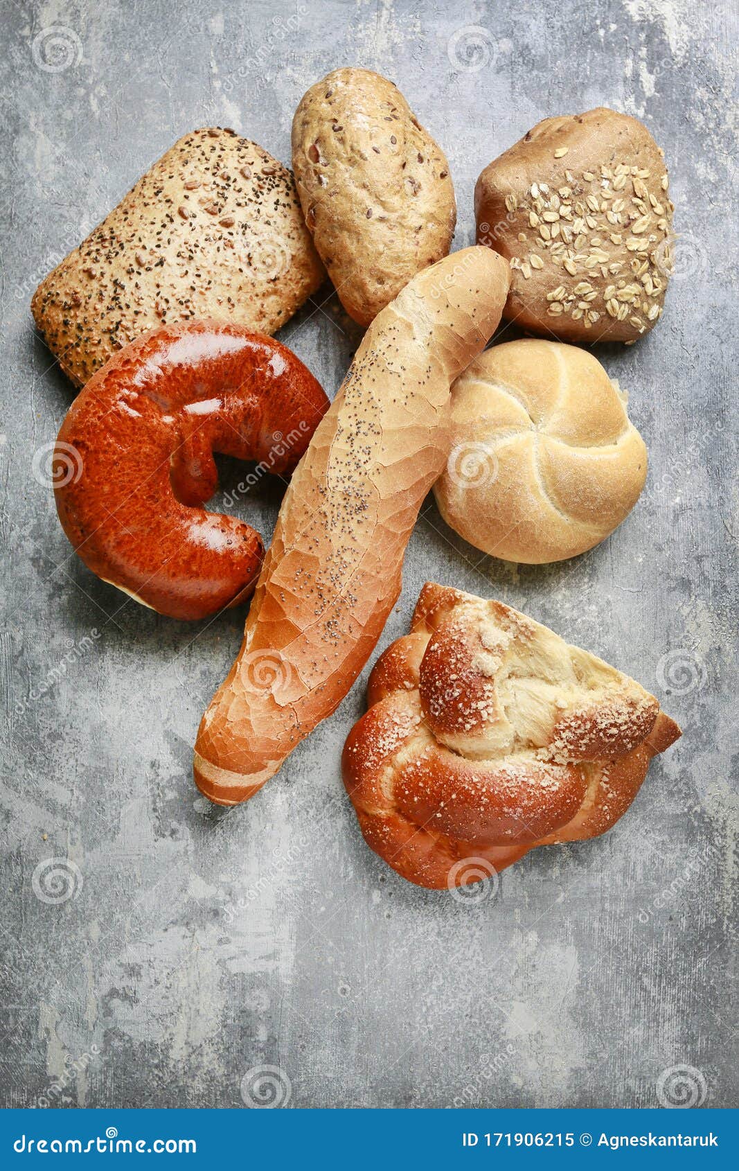Assorted Buns on Grey Stone Background Stock Image - Image of sandwich ...