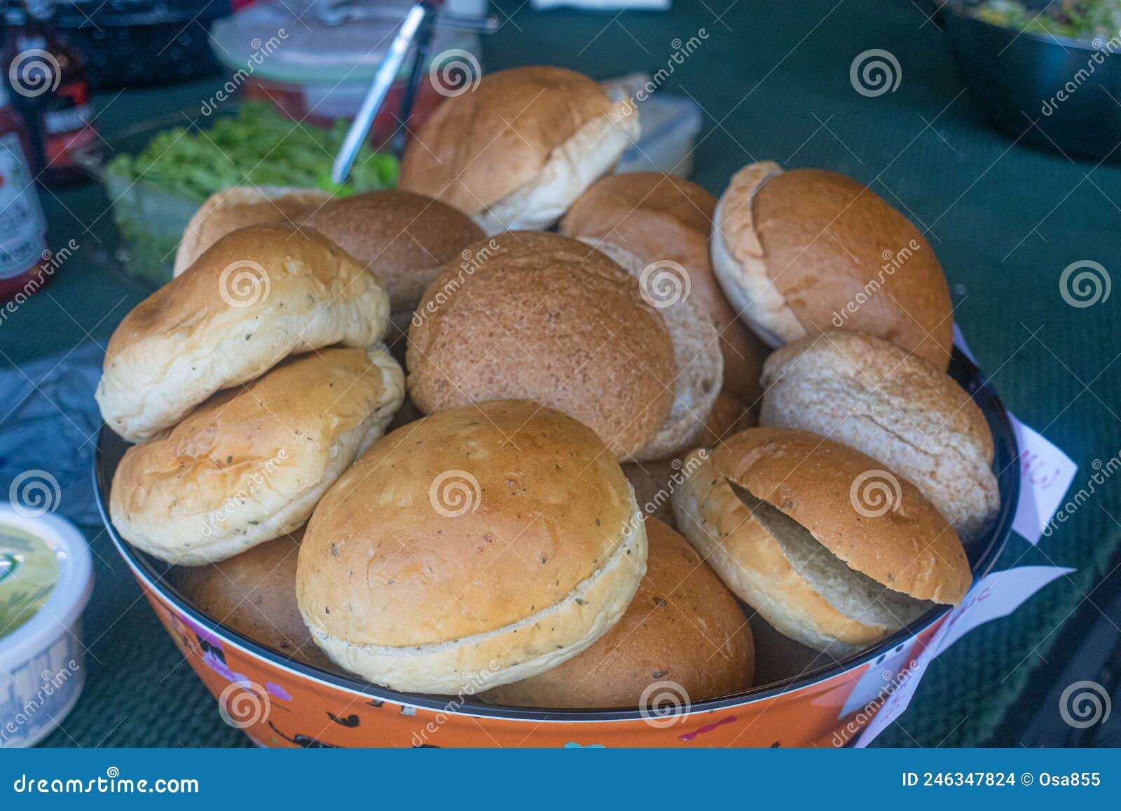 Assorted Burger Buns for Weekend Barbeque Party Stock Photo - Image of ...