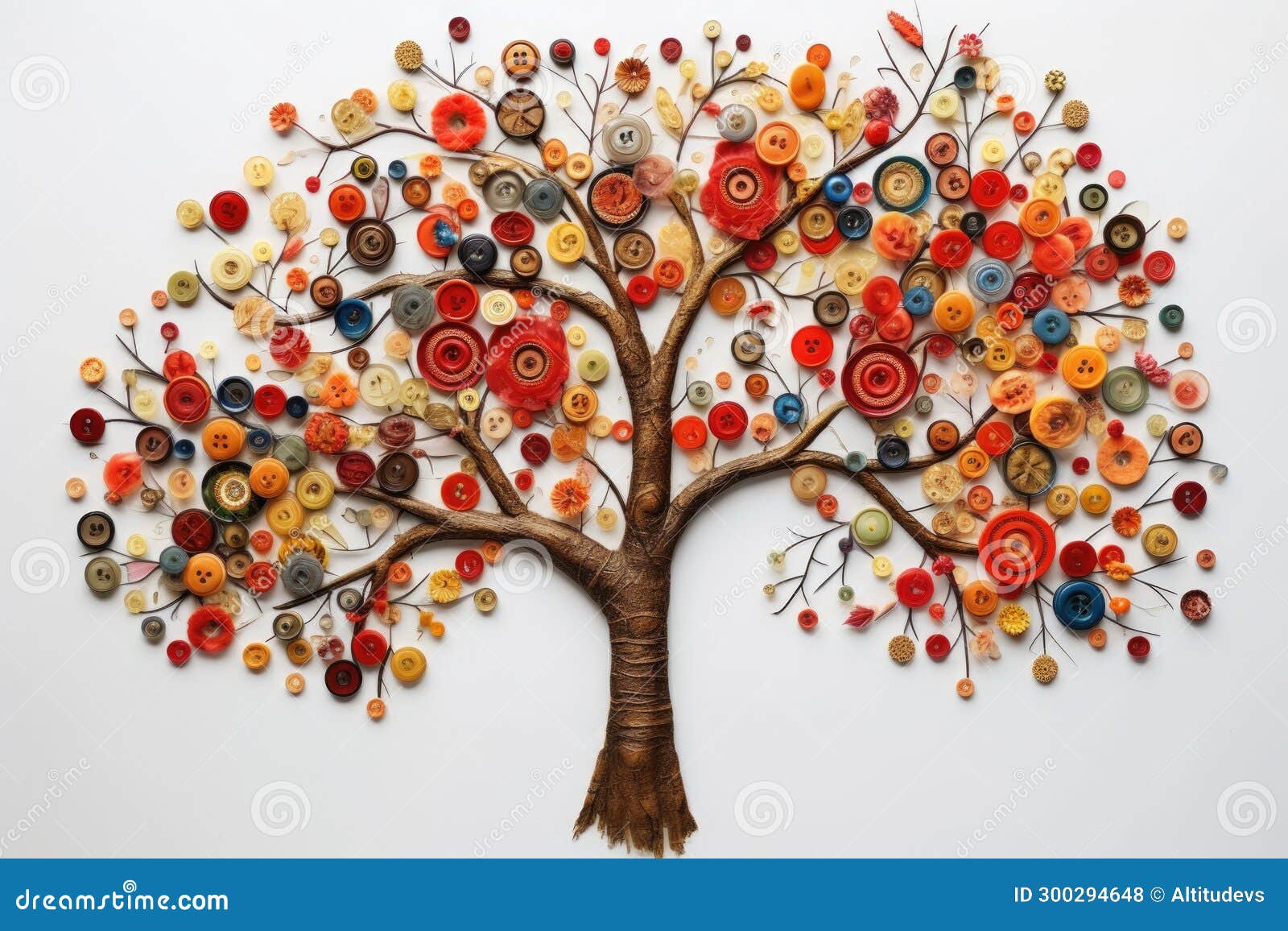 Assorted Buttons Forming the Shape of a Tree Stock Photo - Image of ...