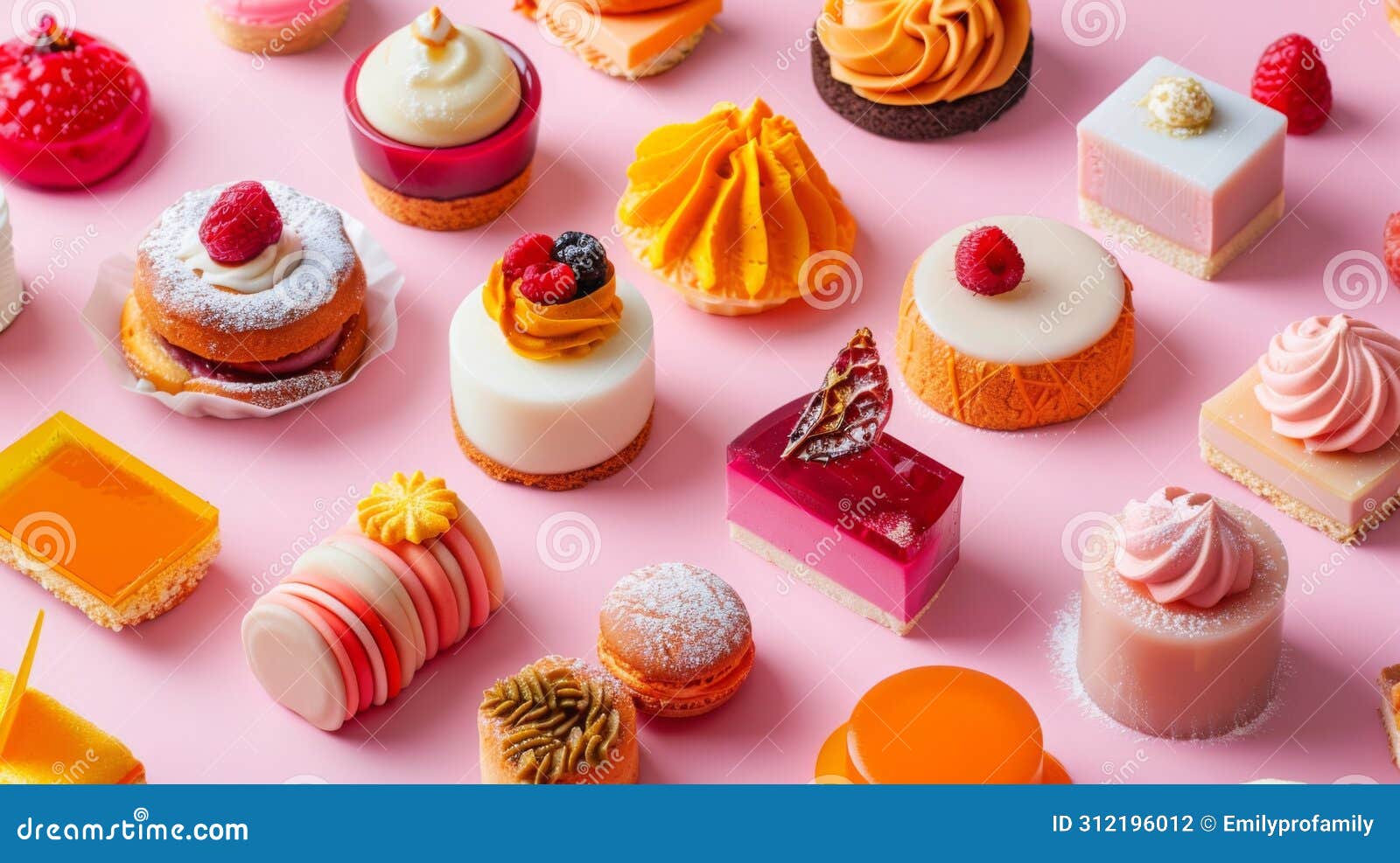 Assorted Cakes Displayed on Pink Table Stock Photo - Image of generated ...