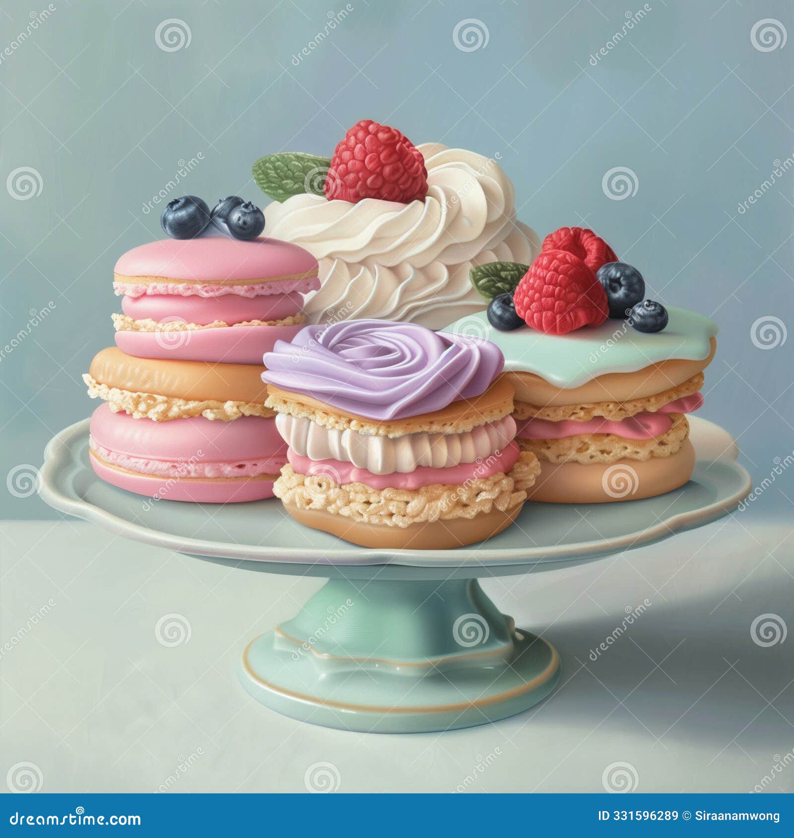 Assorted Cakes on Pastel Background. by Generative Ai Stock ...