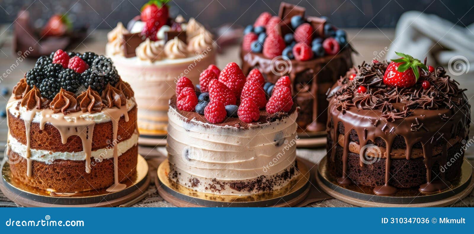 Assorted Cakes on Table stock photo. Image of display - 310347036