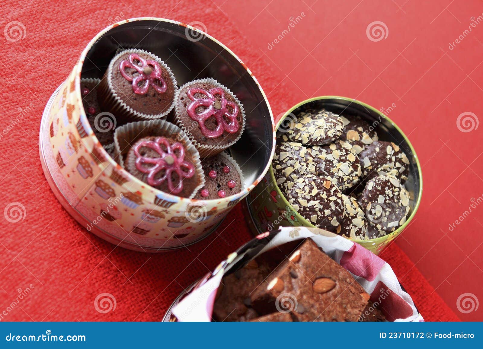 Assorted Cakes in Tin Boxes Stock Photo - Image of cake, individual ...