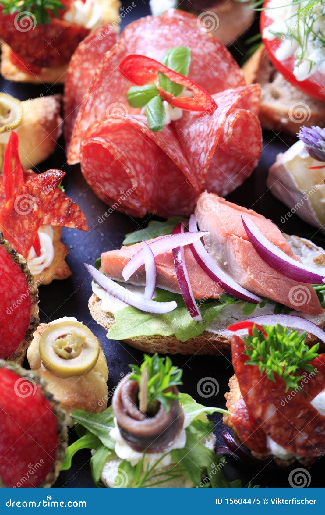 Assorted canapes stock image. Image of food, variety - 15604475
