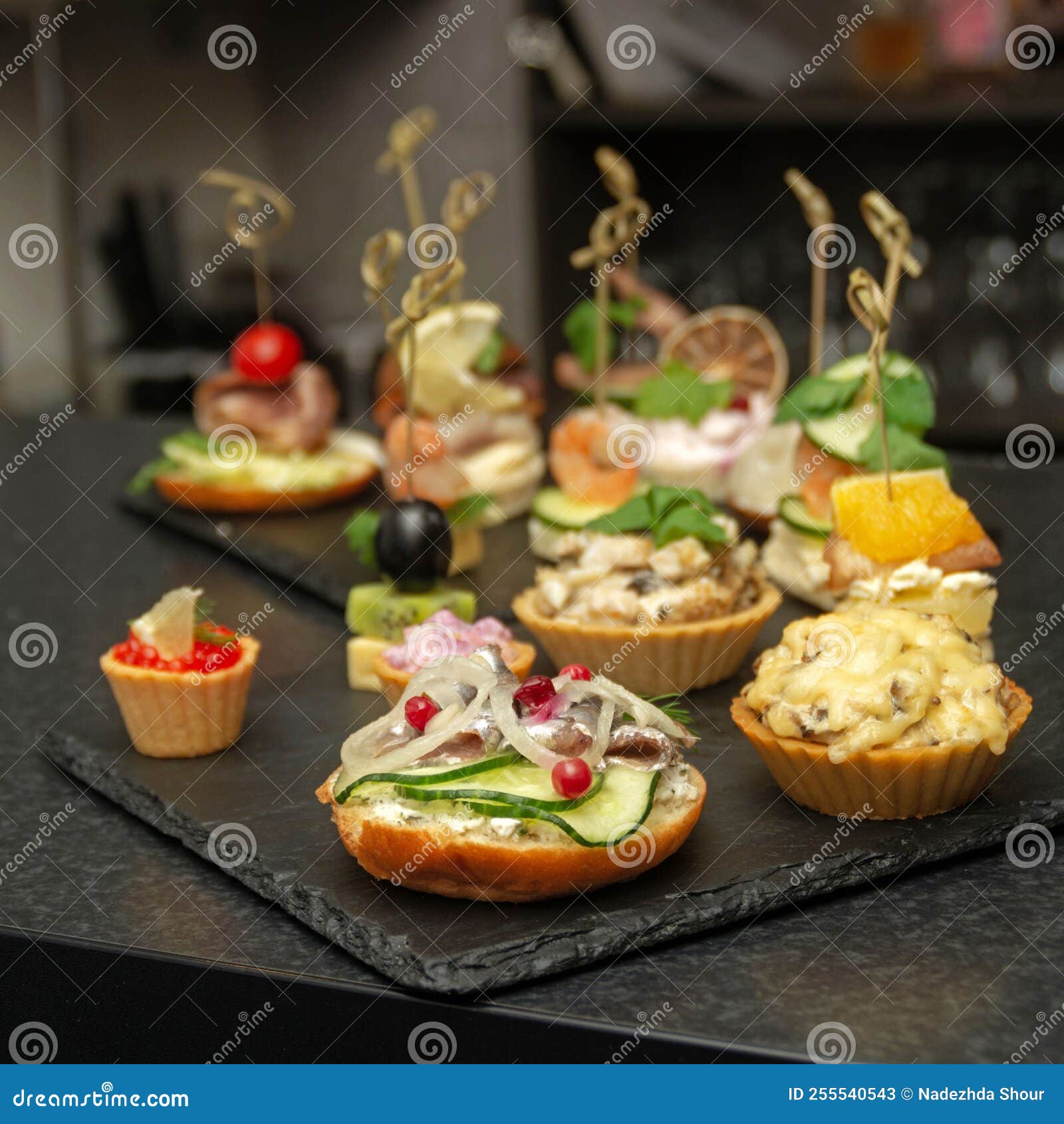 Assorted Canapes and Tartlets for a Buffet Table Stock Image - Image of ...