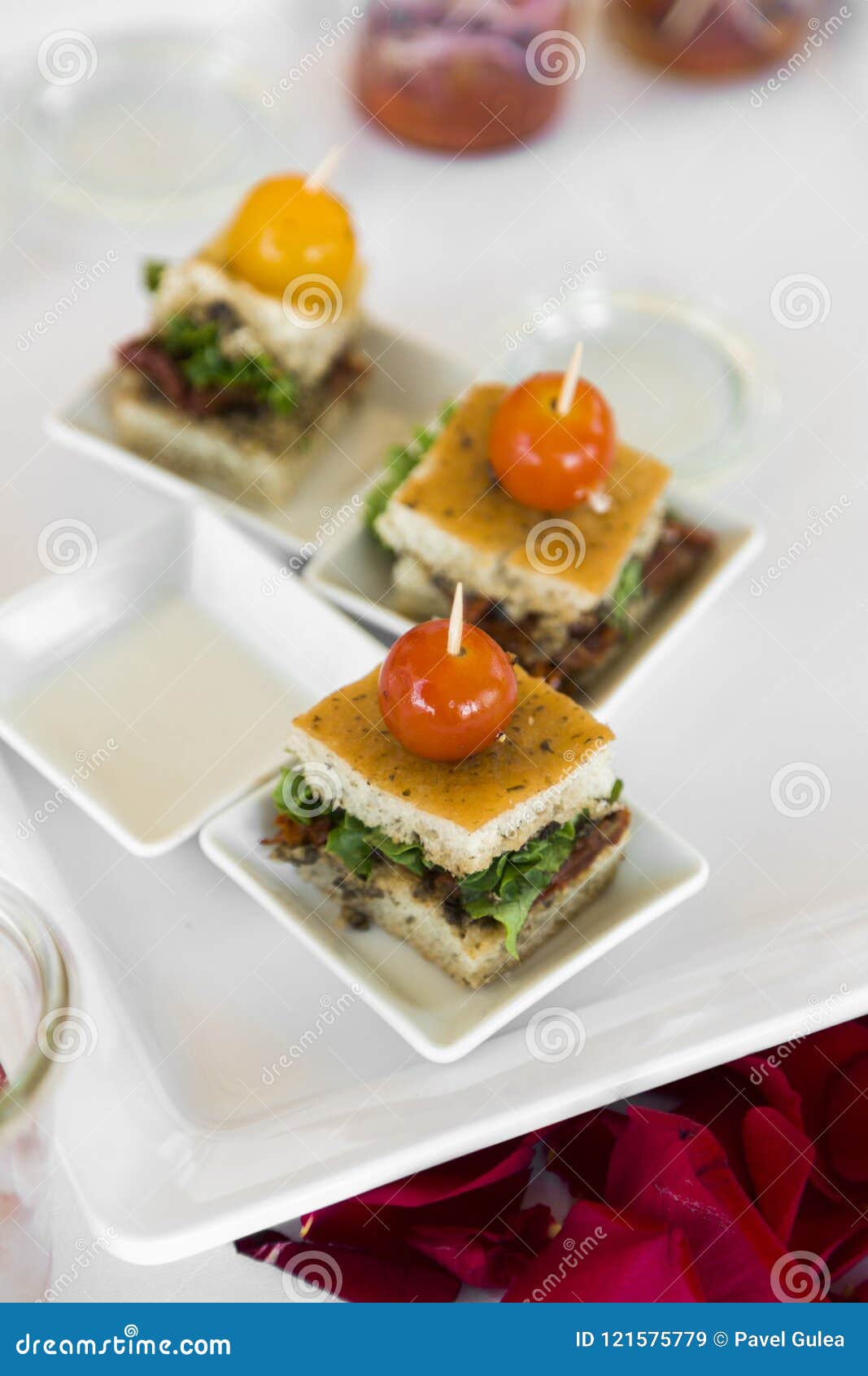 Assorted Canapes on Table Closeup Stock Image - Image of delicious ...