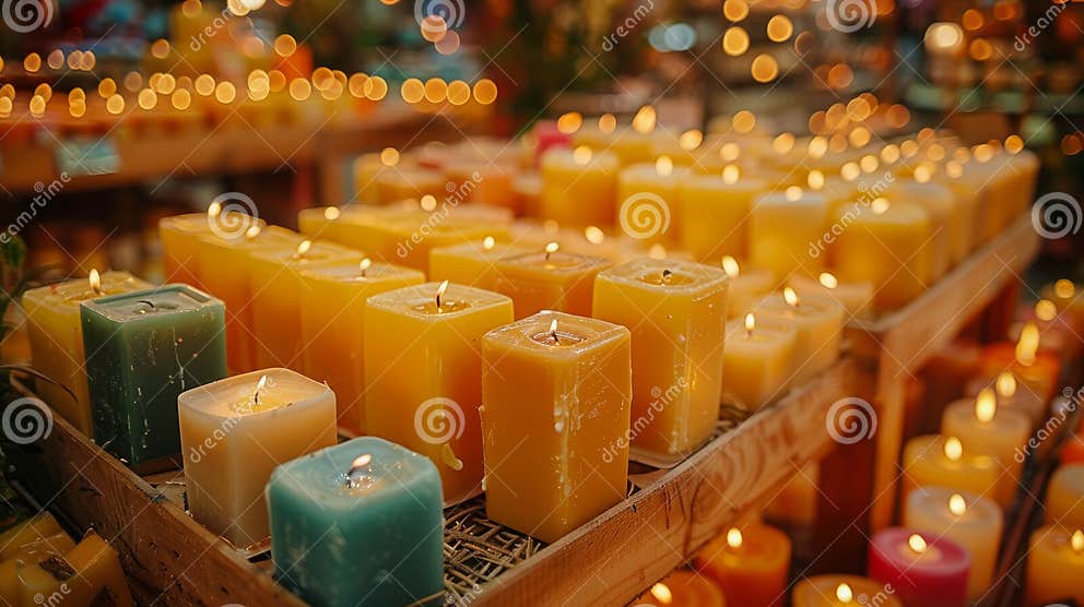 Assorted Candles on Display at Market Stock Image - Image of handmade ...