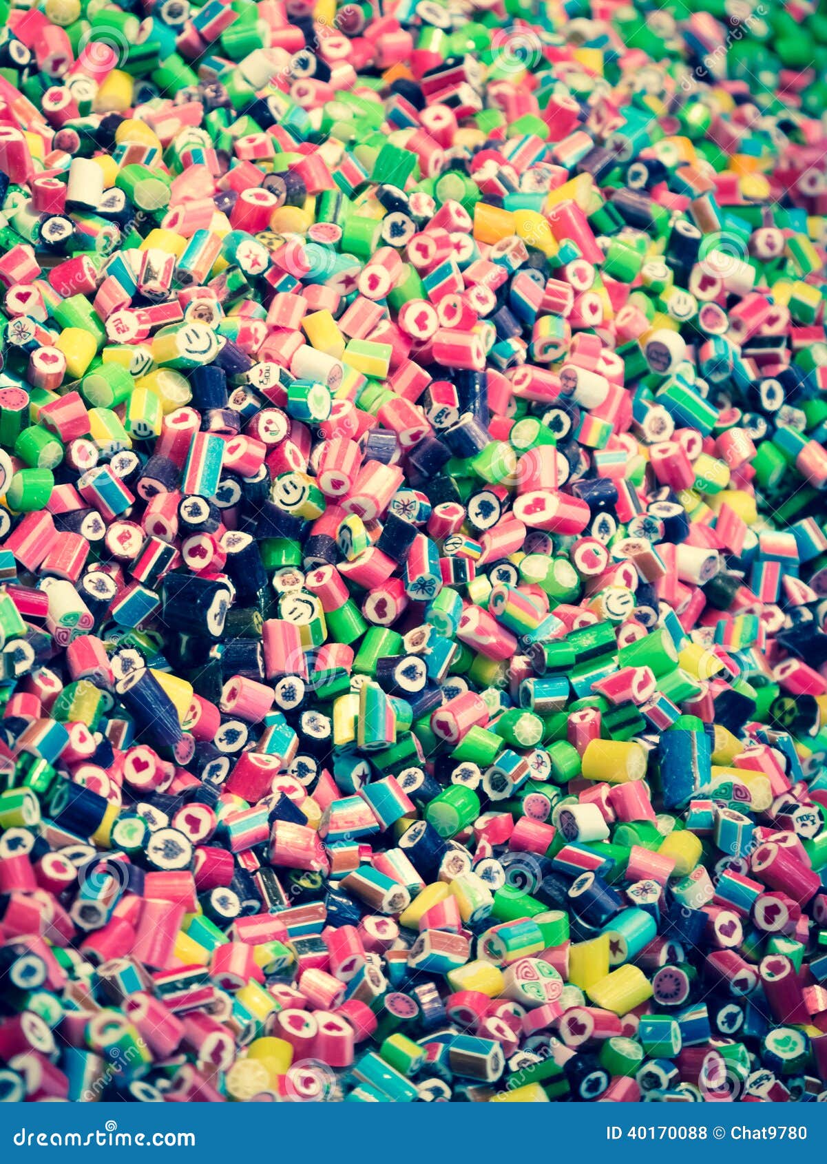 Assorted Candy Processed in Vintage Style Stock Photo - Image of ...