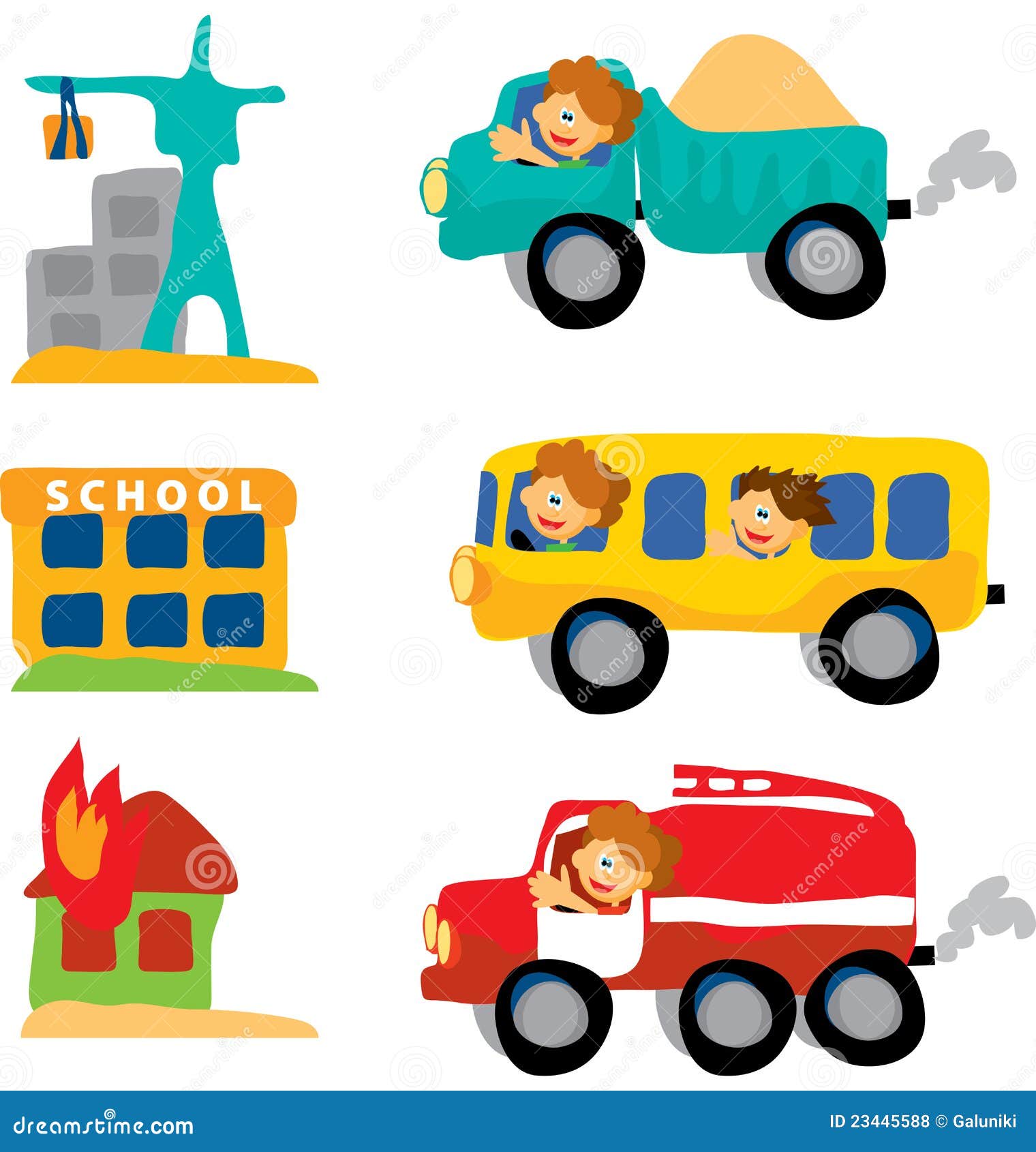 Assorted car set stock vector. Illustration of dump, work - 23445588