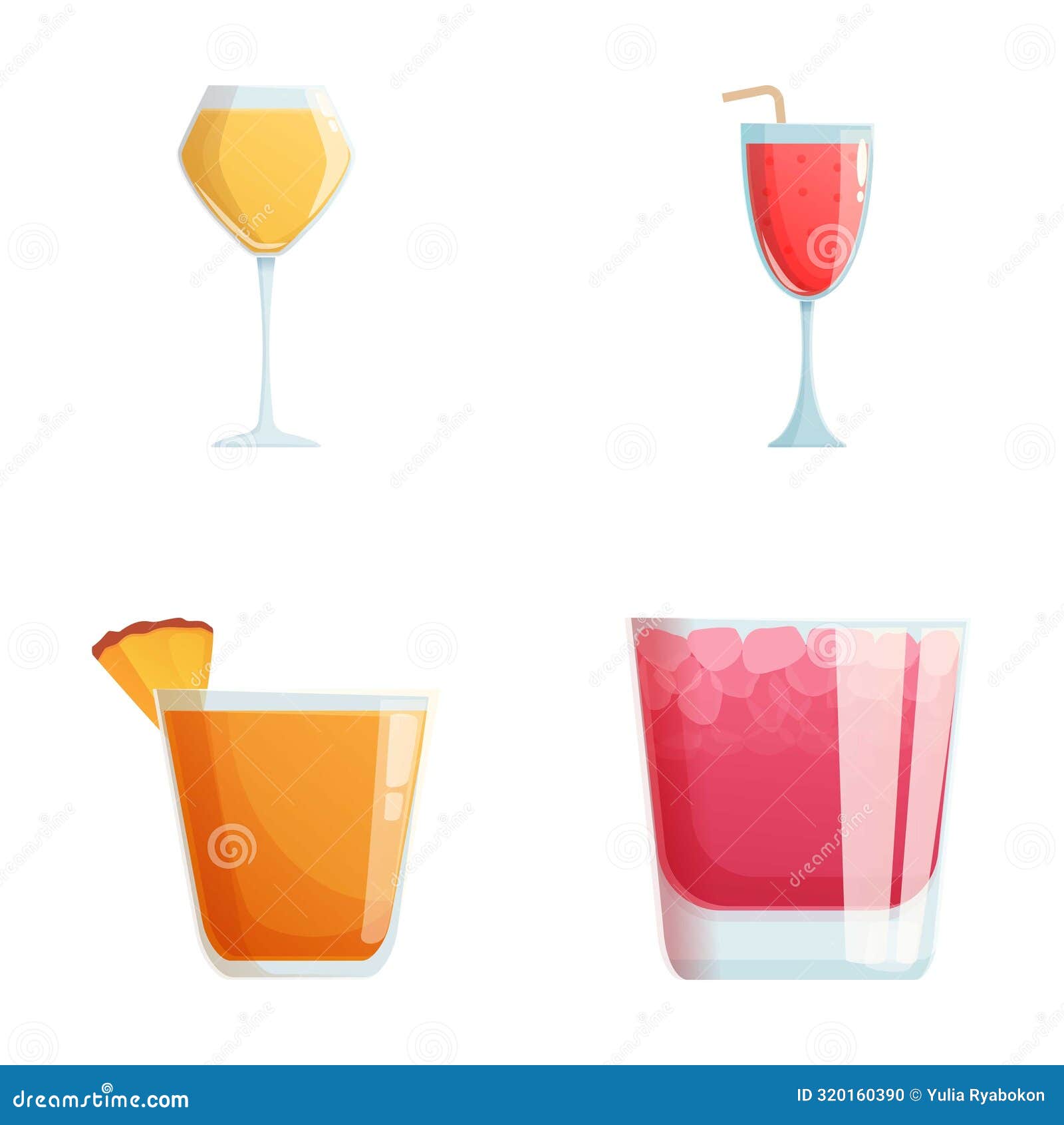 Cartoon Beverage Cinnamon Stick Glass Brandy. Stylish Drink Clipart ...