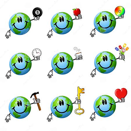 Assorted Cartoon Earth Smileys Stock Illustration - Illustration of ...