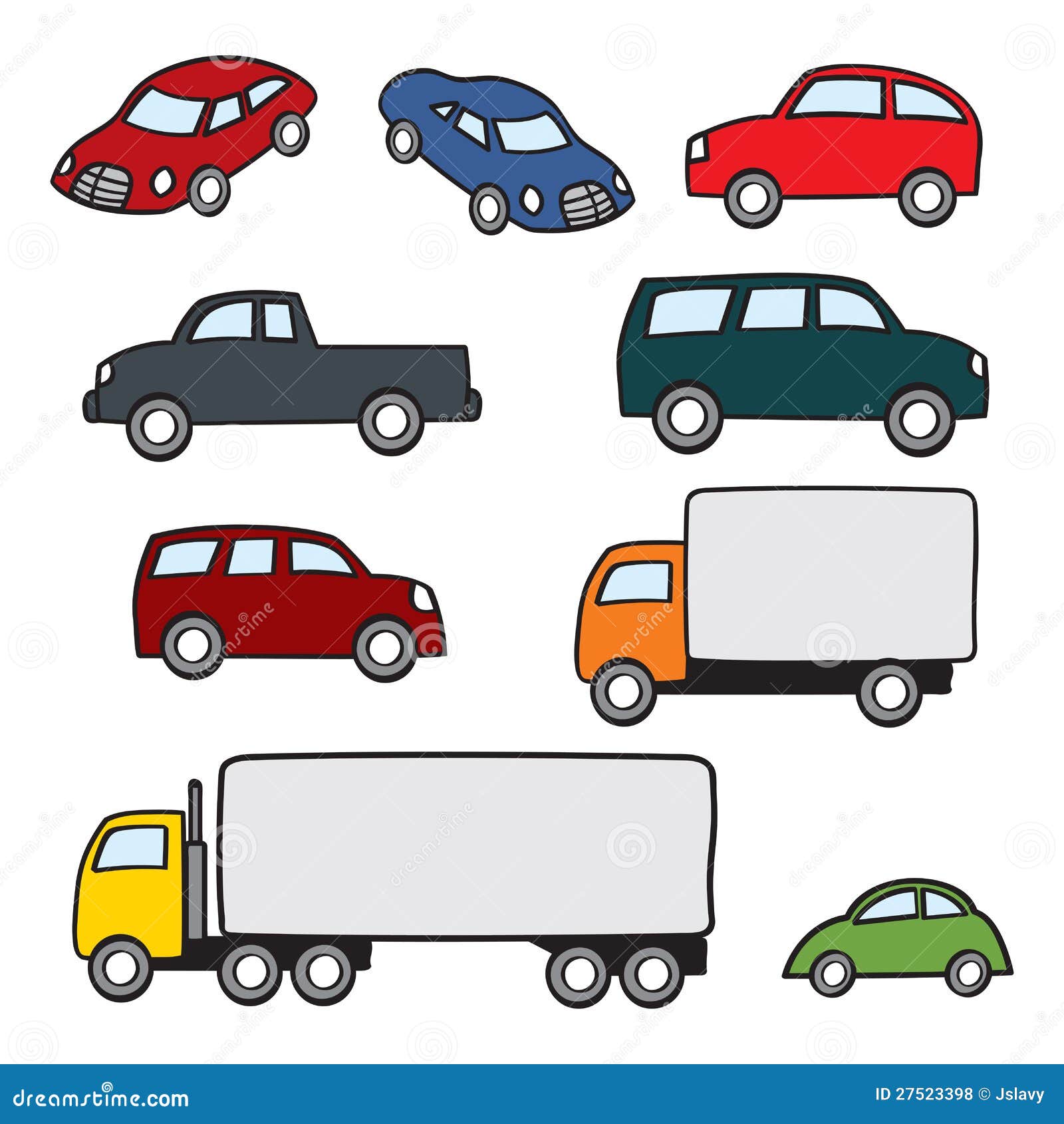 Assorted Cartoon Vehicles stock vector. Illustration of compact - 27523398