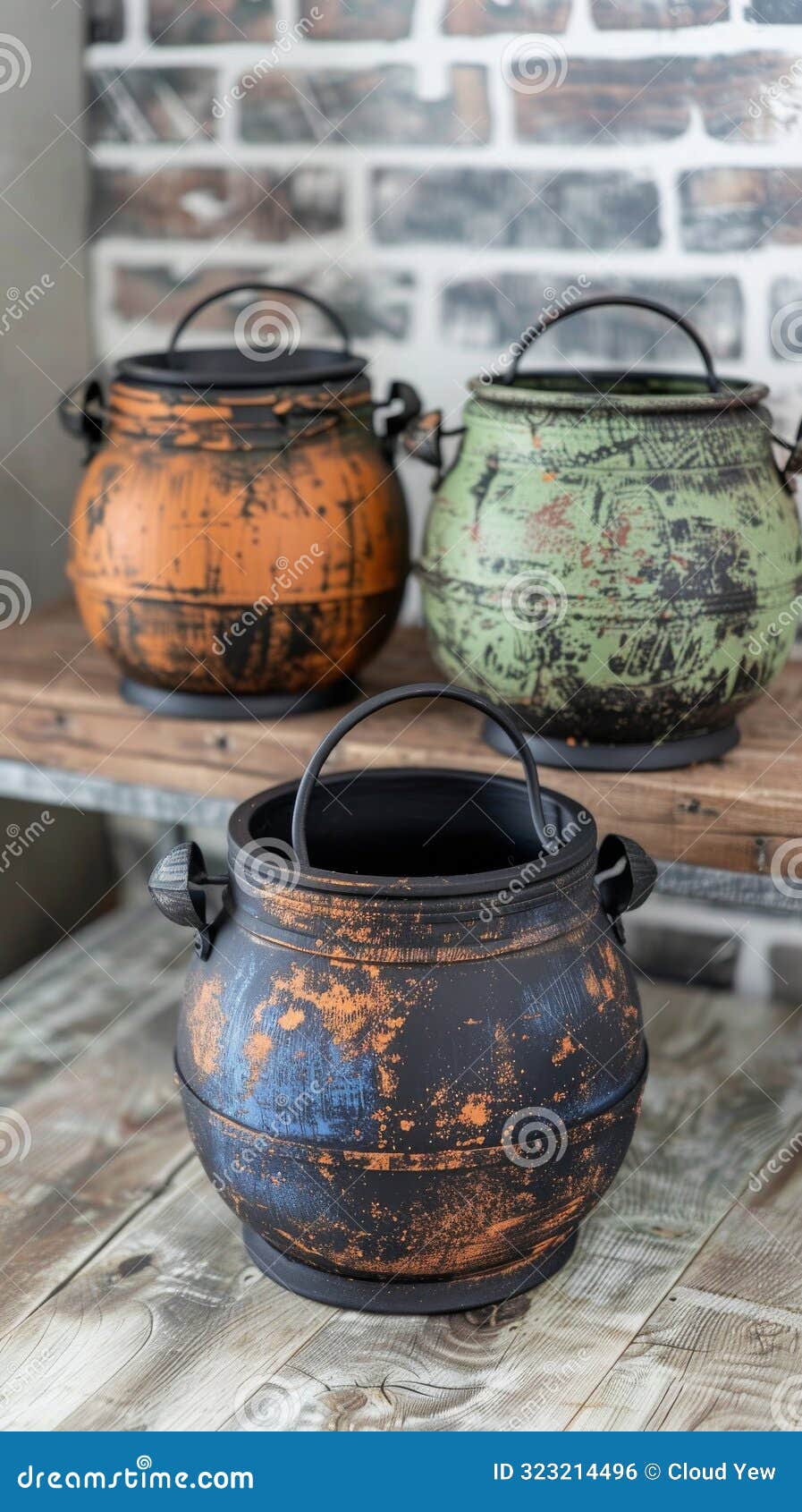 Assorted Cauldron Props for Halloween Display Stock Illustration ...