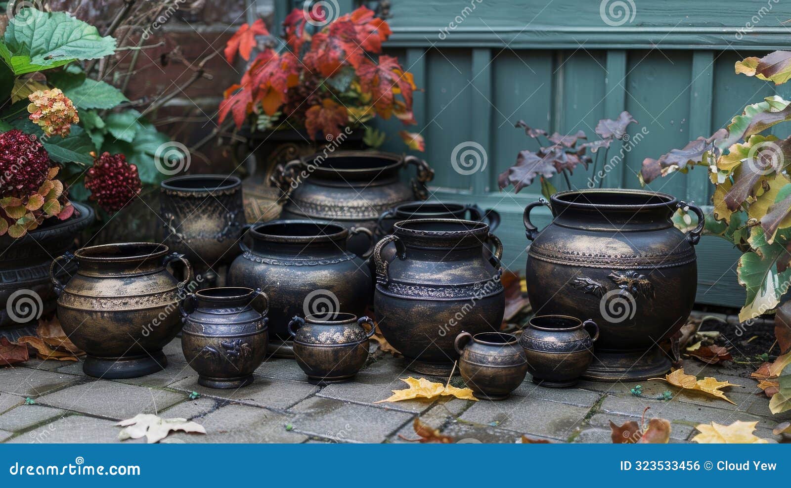 Assorted Cauldron Props for Halloween Display Stock Illustration ...