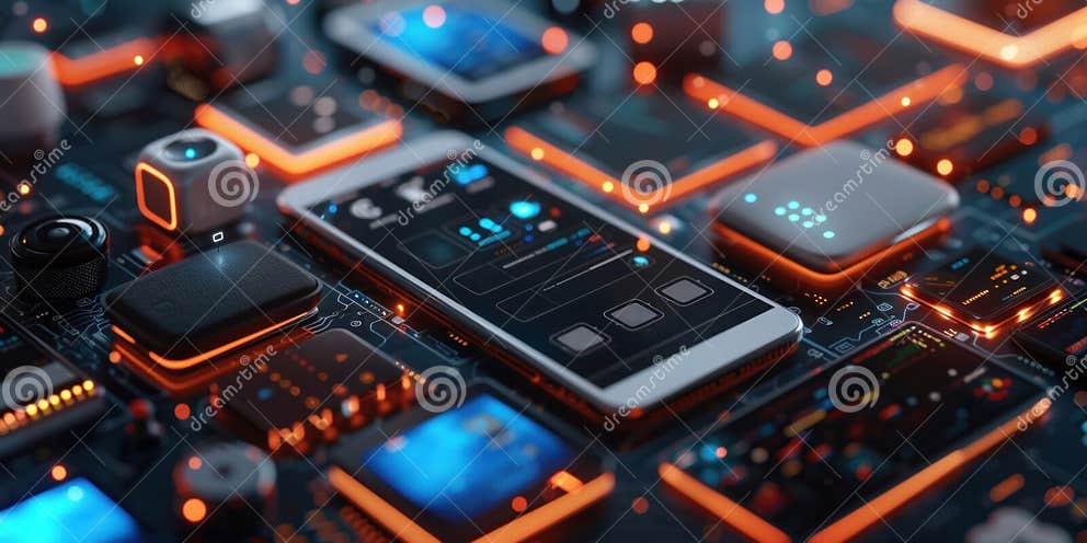 Assorted Cell Phones on Table Stock Image - Image of phones ...