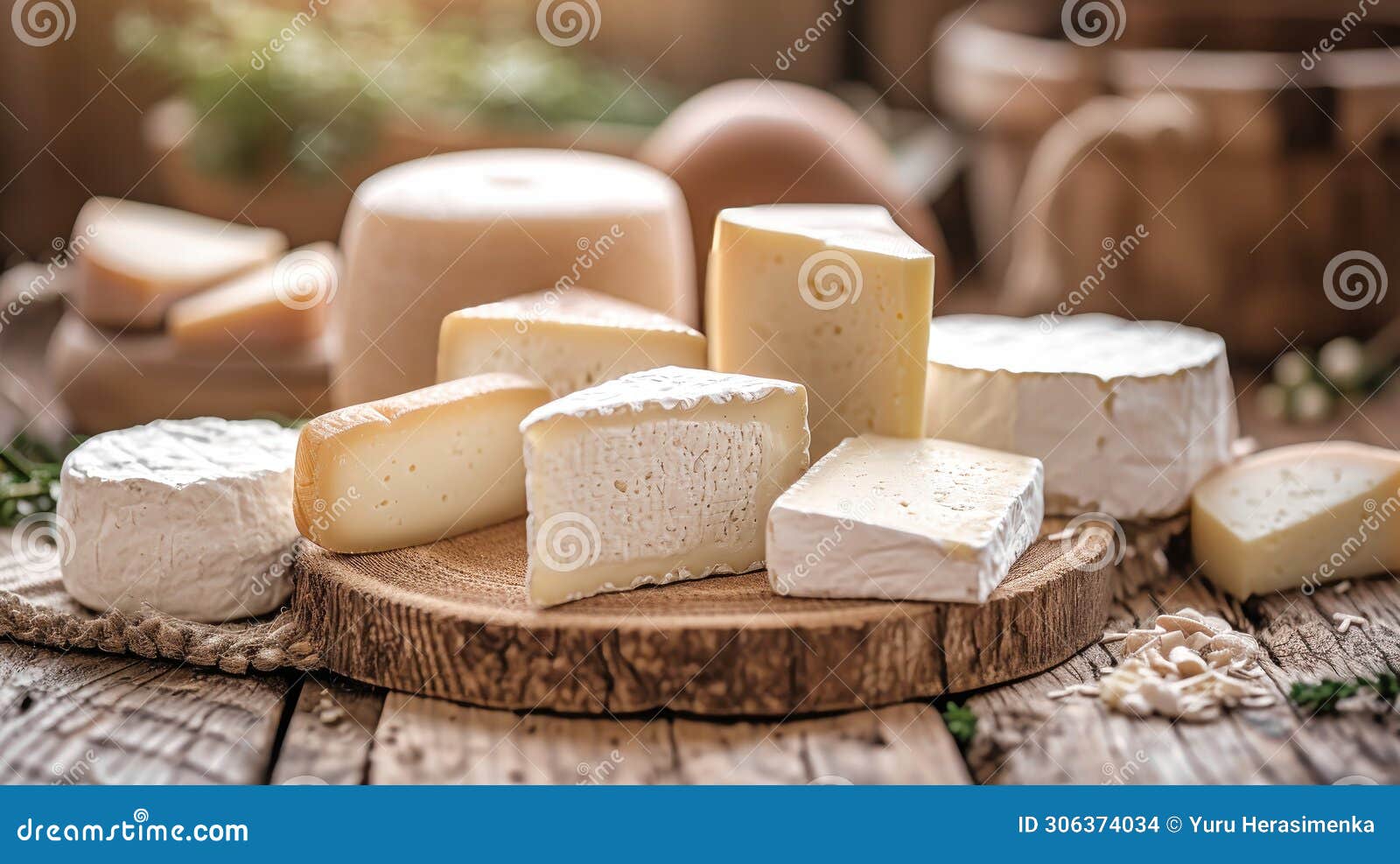 Assorted Cheese Pile on Table Stock Illustration - Illustration of ...