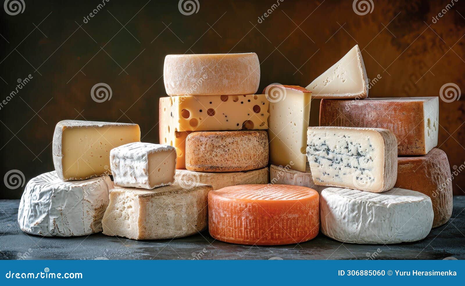 Assorted Cheese Pile on Table Stock Illustration - Illustration of ...