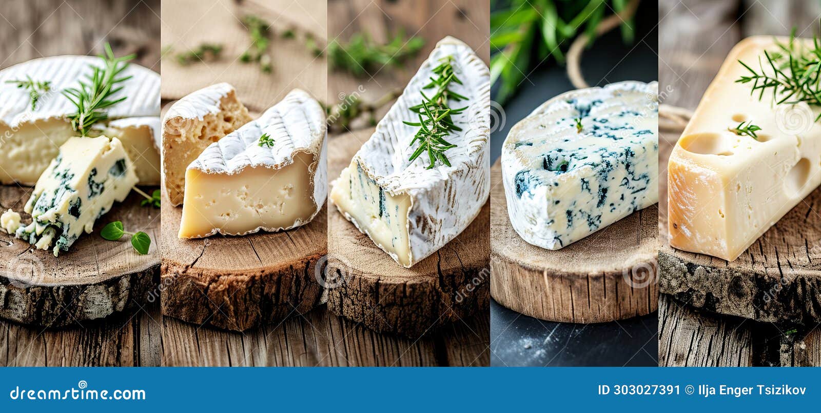 Assorted Cheese Products Collage with Segmented White Lines and Bright ...