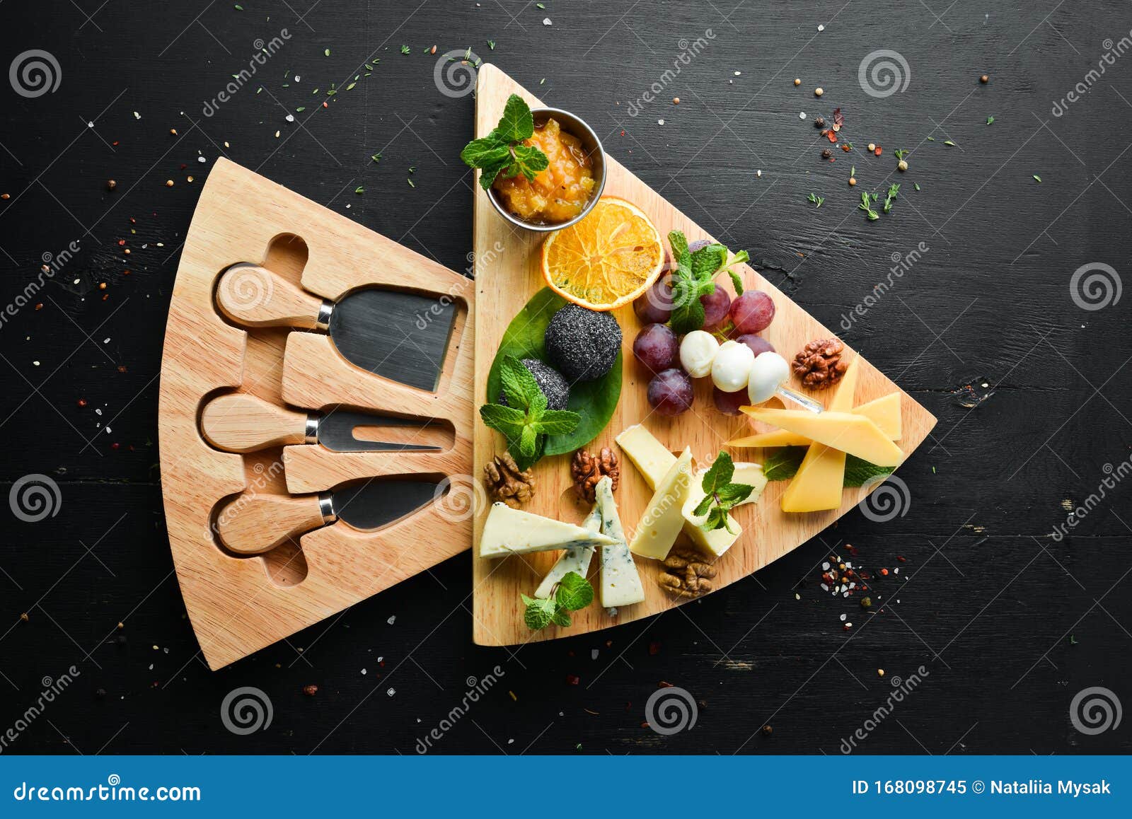 Assorted Cheese. Set of Cheese, Nuts and Grapes Stock Image - Image of ...