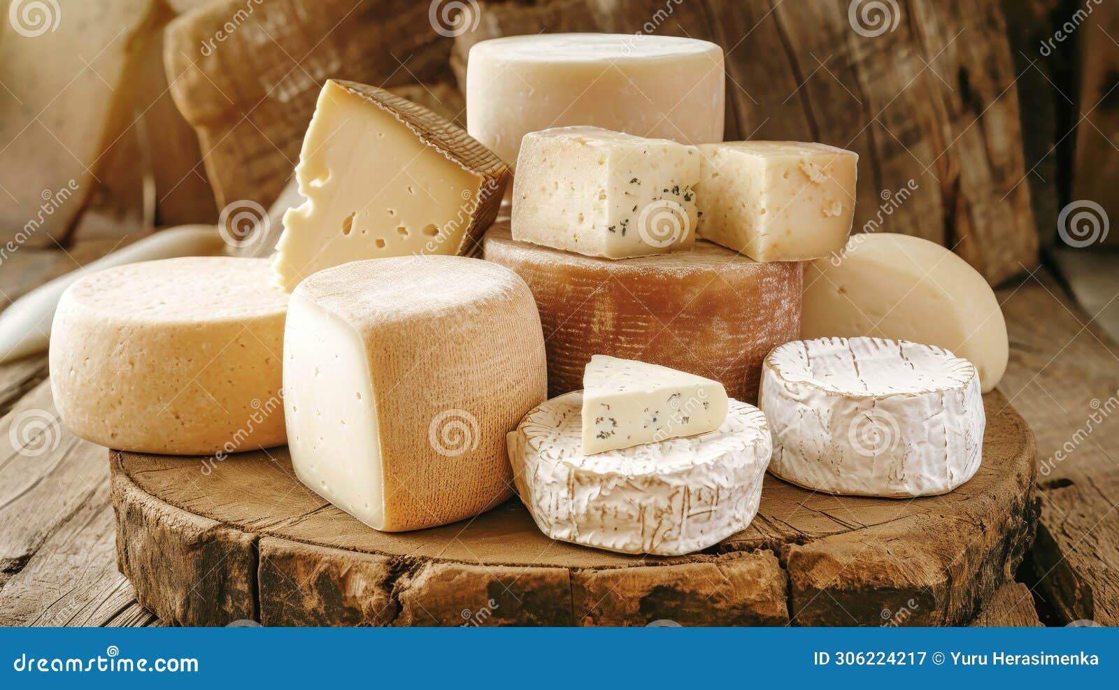 Assorted Cheese Stack on Wooden Table Stock Illustration - Illustration ...