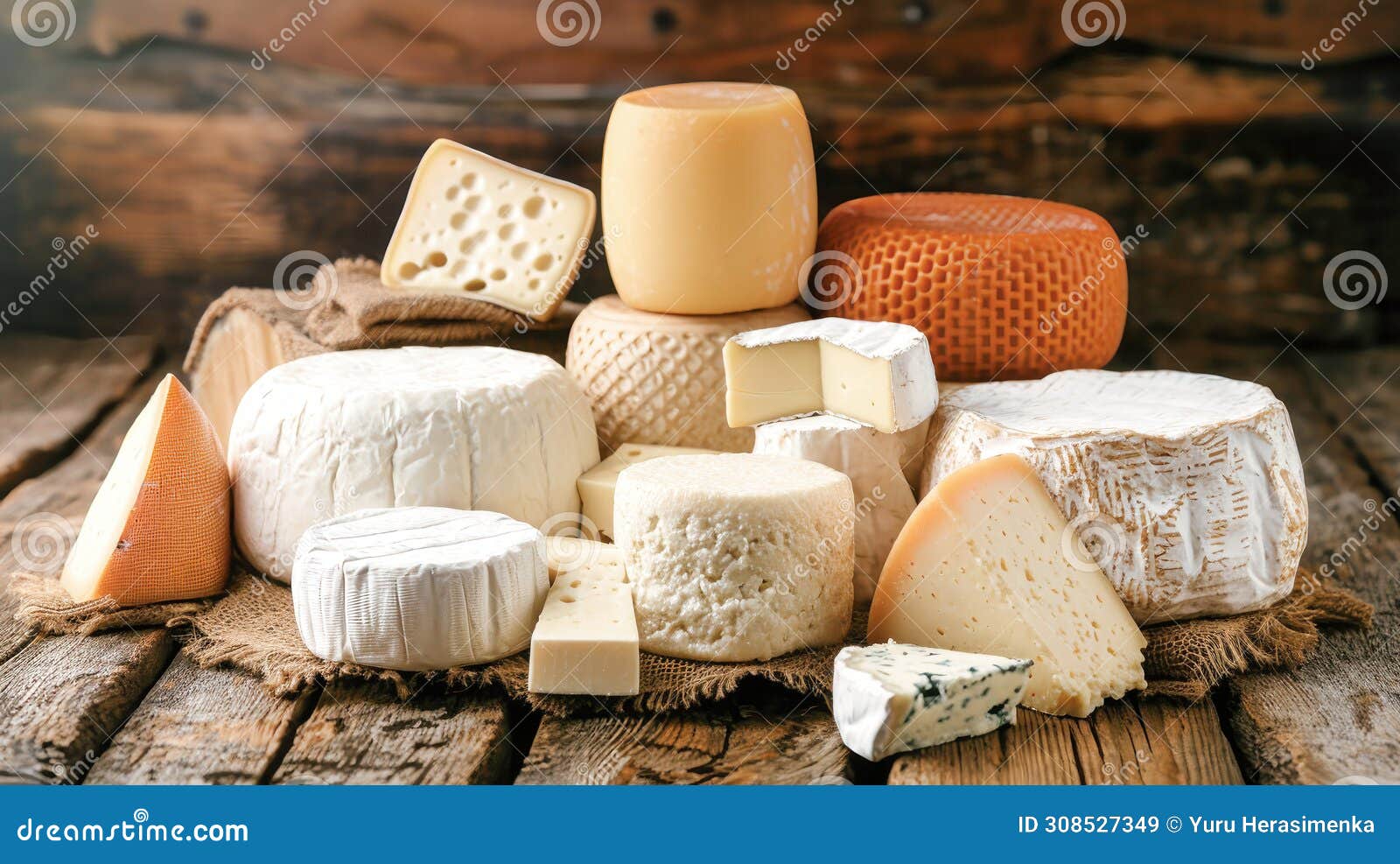 Assorted Cheese Stack on Wooden Table Stock Illustration - Illustration ...