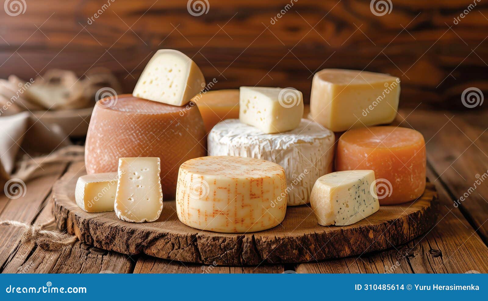 Assorted Cheese Stack on Wooden Table Stock Illustration - Illustration ...