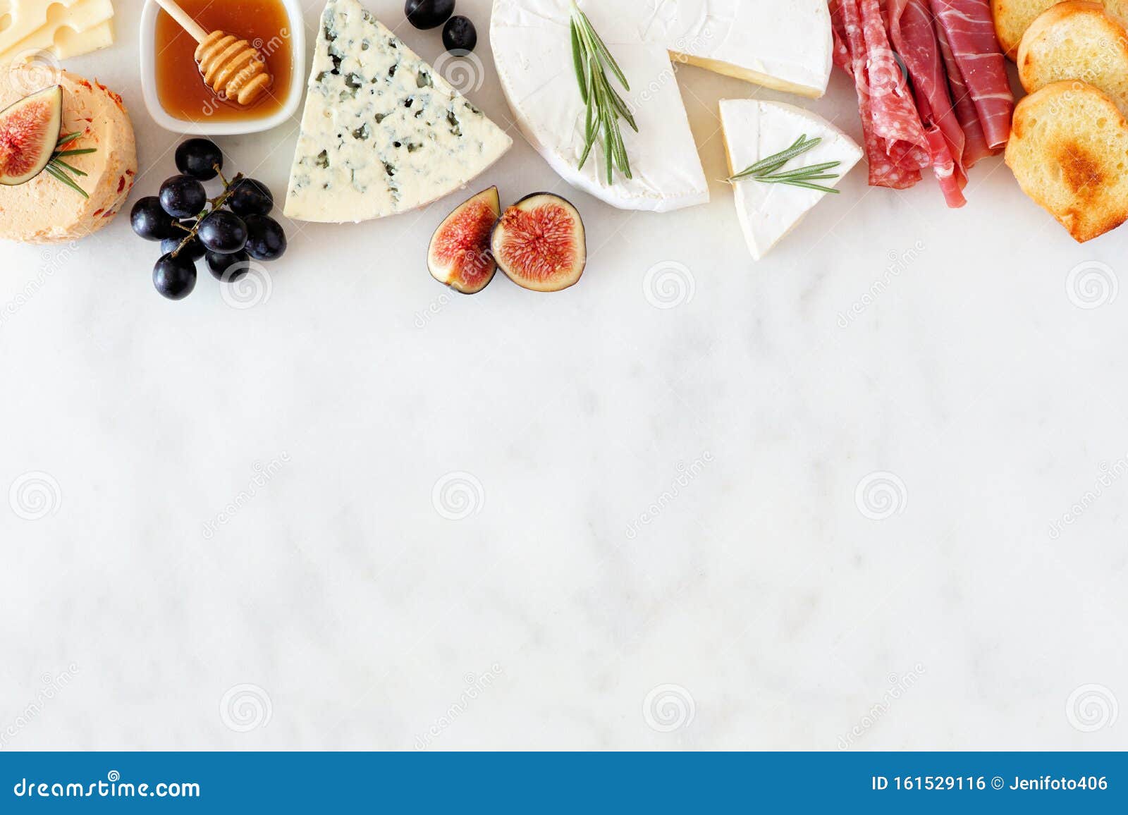 Assorted Cheeses And Meat Appetizers, Above View Table Scene On A ...