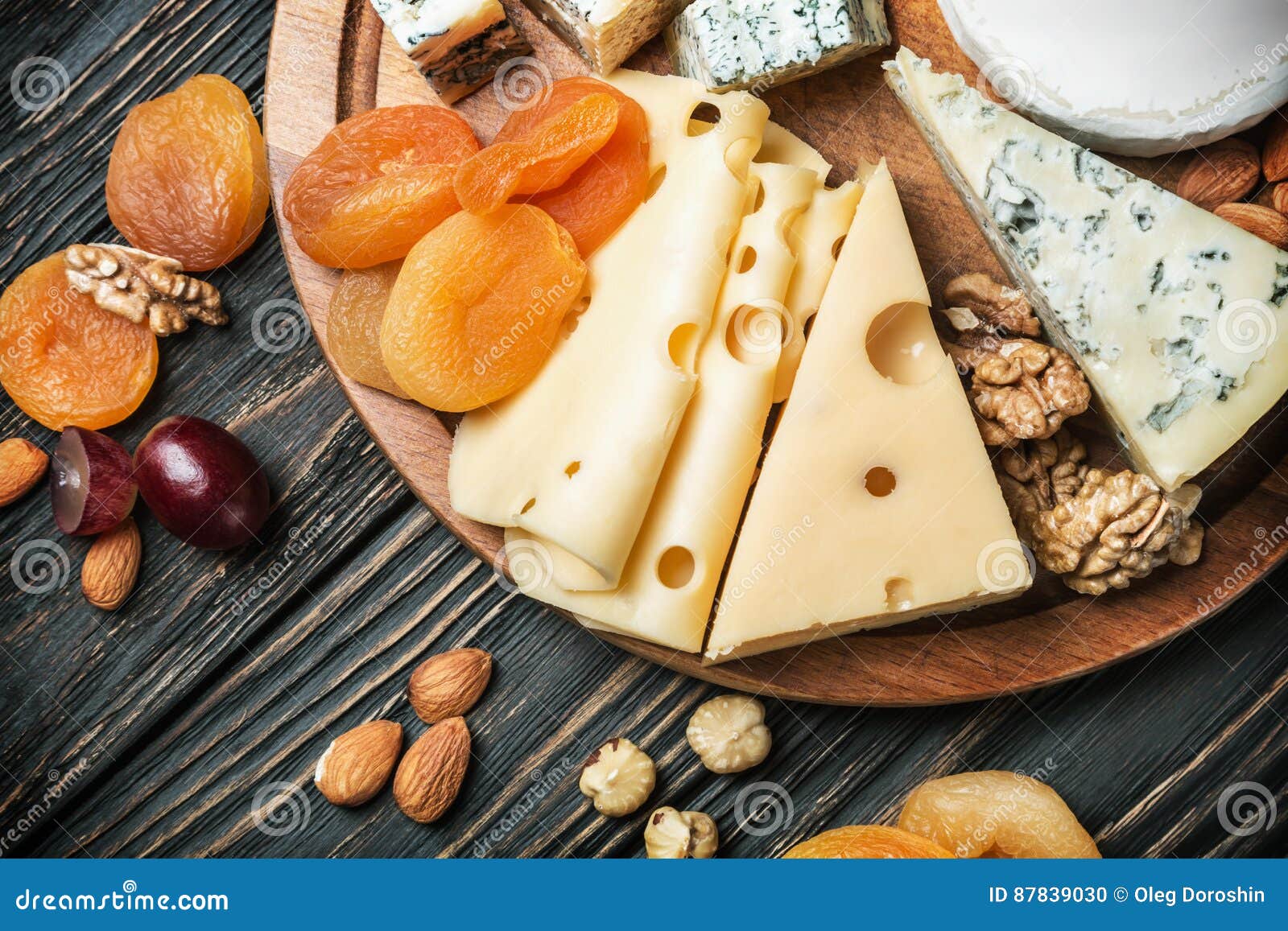 Assorted Cheeses with Nuts and Dried Fruits Stock Photo - Image of ...