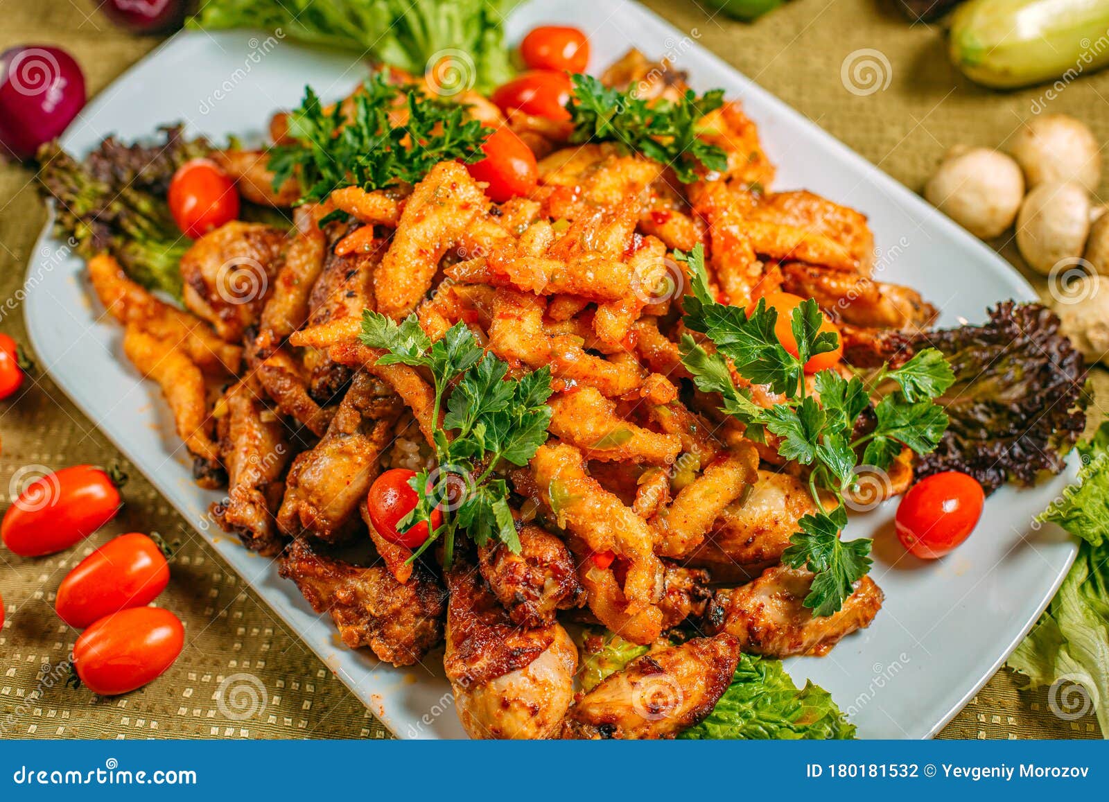 Assorted Chicken, a Dish for the Company, on a Decorated Table Stock ...