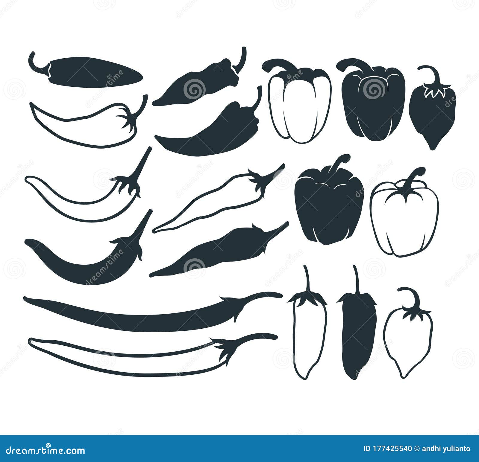 Assorted Chilli Pepper Vector Graphic Design Illustration Stock ...