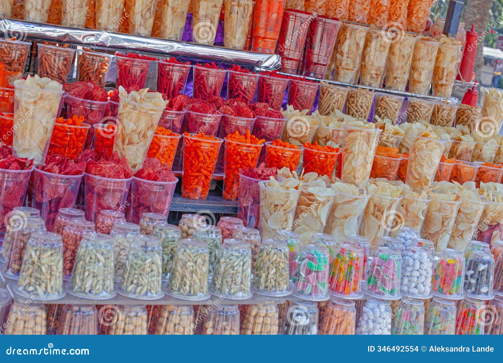Assorted Chips and Fried Snacks (Botanas) at Fair in Mexico Stock Photo ...