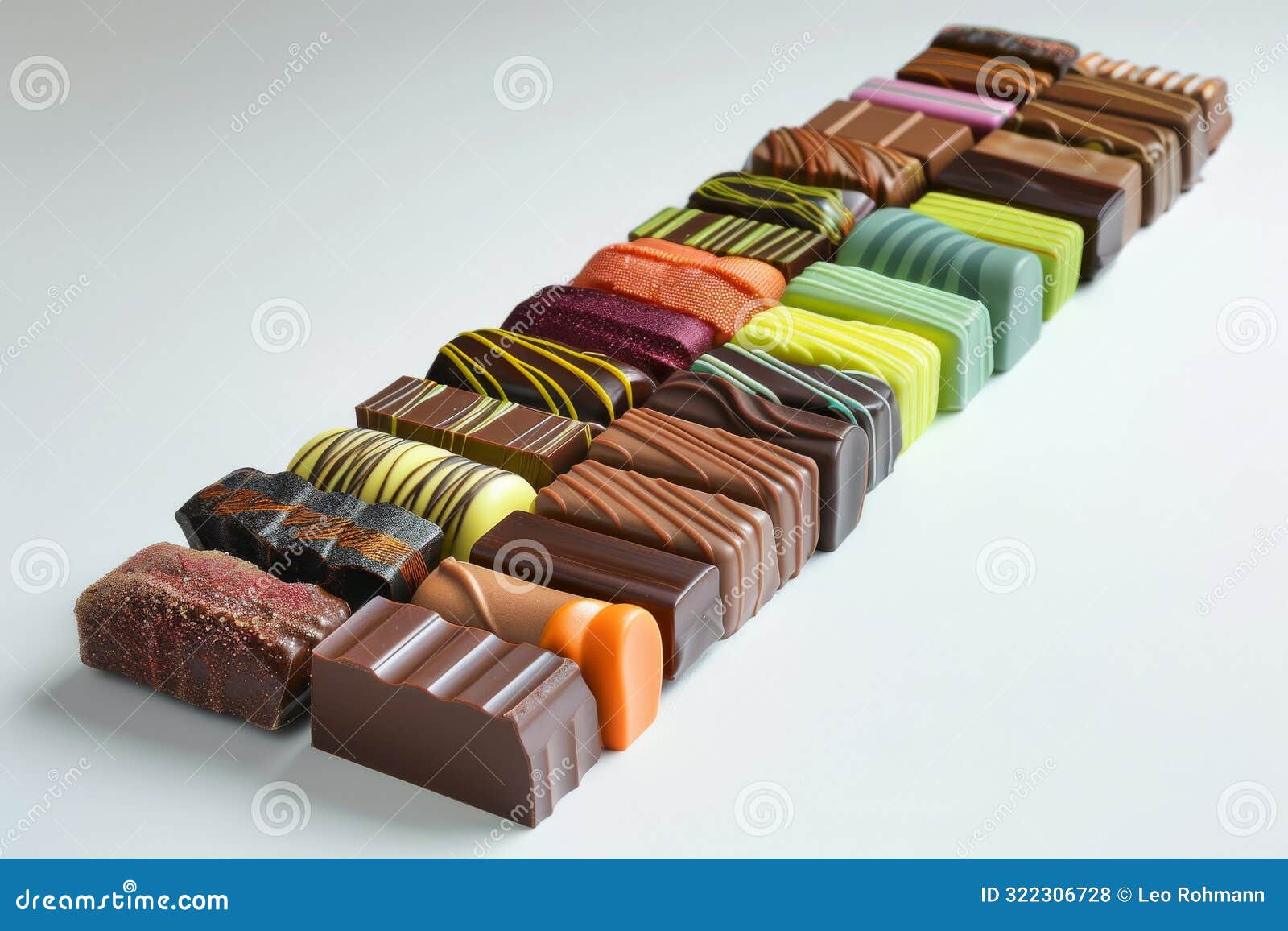 Assorted Chocolate Bars with Colorful Patterns, Perfect for a Rich and ...