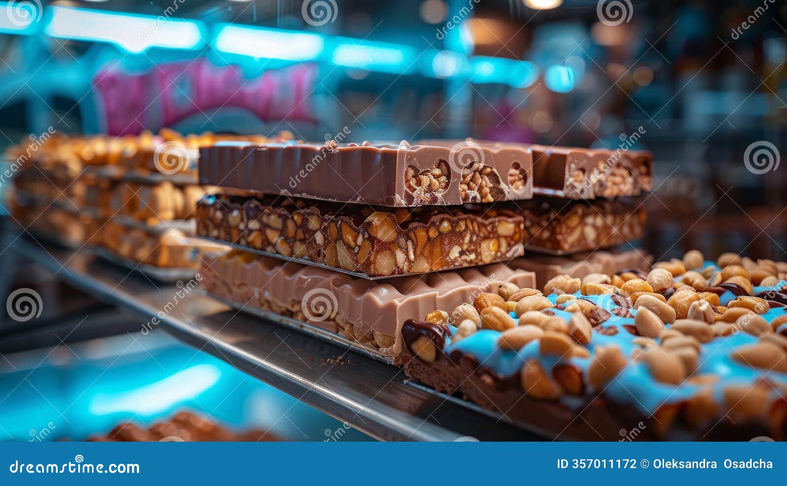 Assorted Chocolate Bars with Nuts on a Display Shelf in a Shop Stock ...