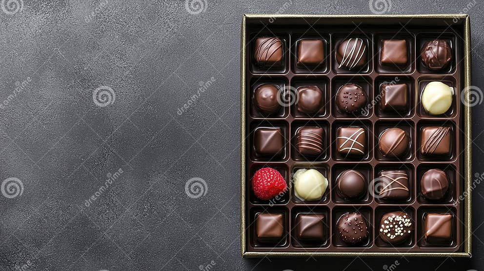 Assorted Chocolate Box on Dark Stone Background Stock Illustration ...