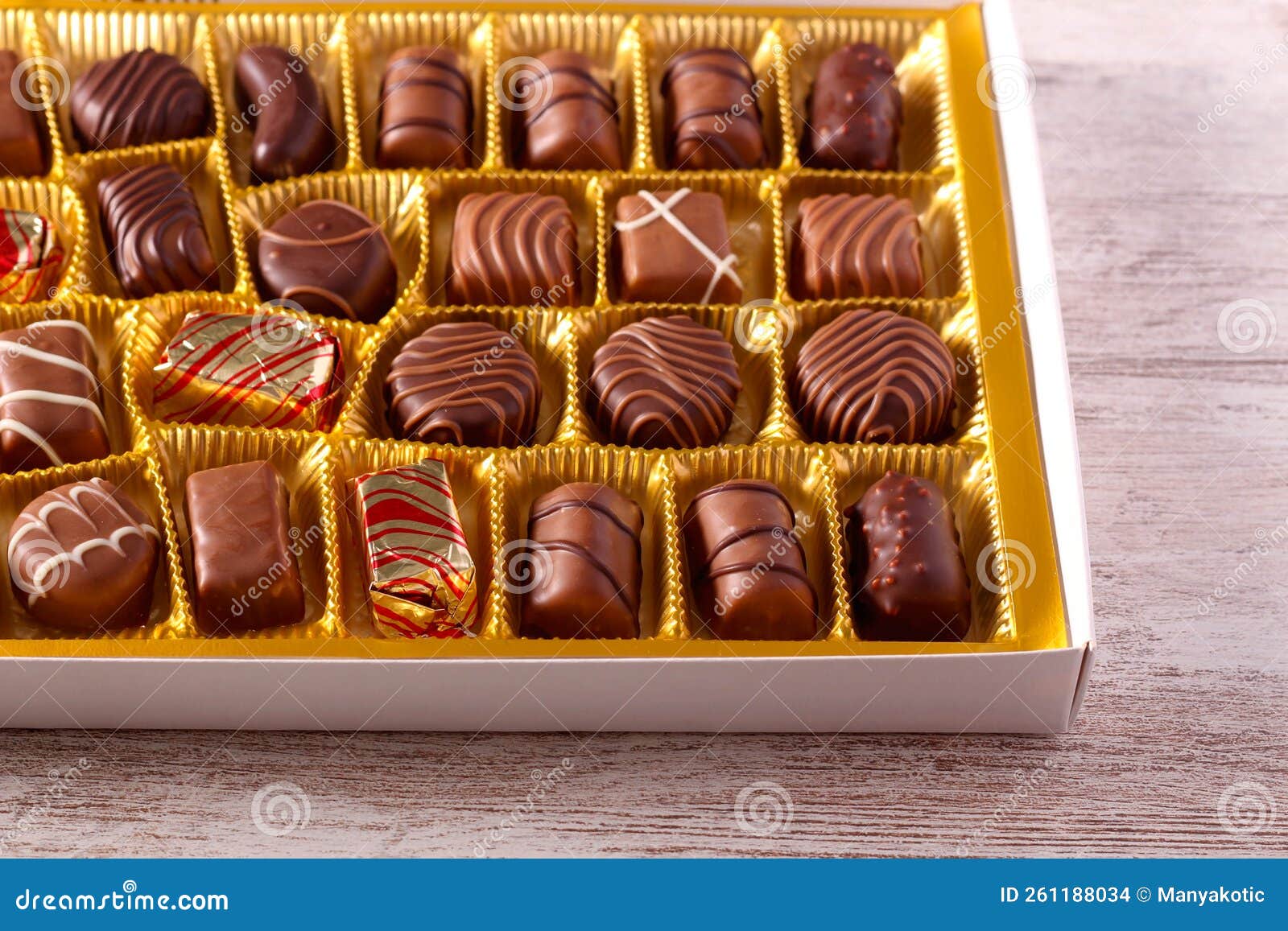 Assorted chocolate candies stock photo. Image of snack - 261188034