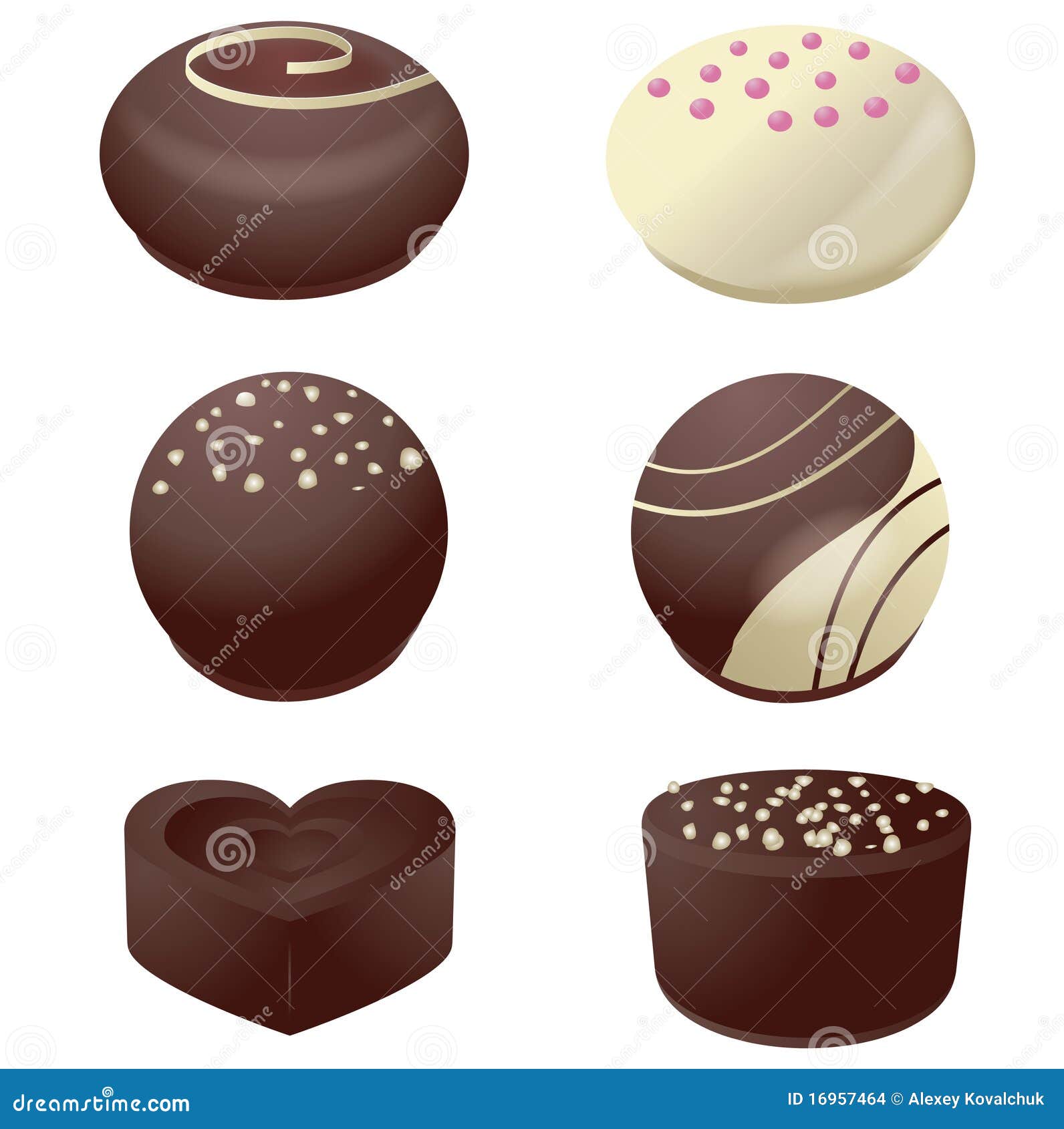 Assorted Chocolate Candies With Different Fillings And Shapes Cartoon ...