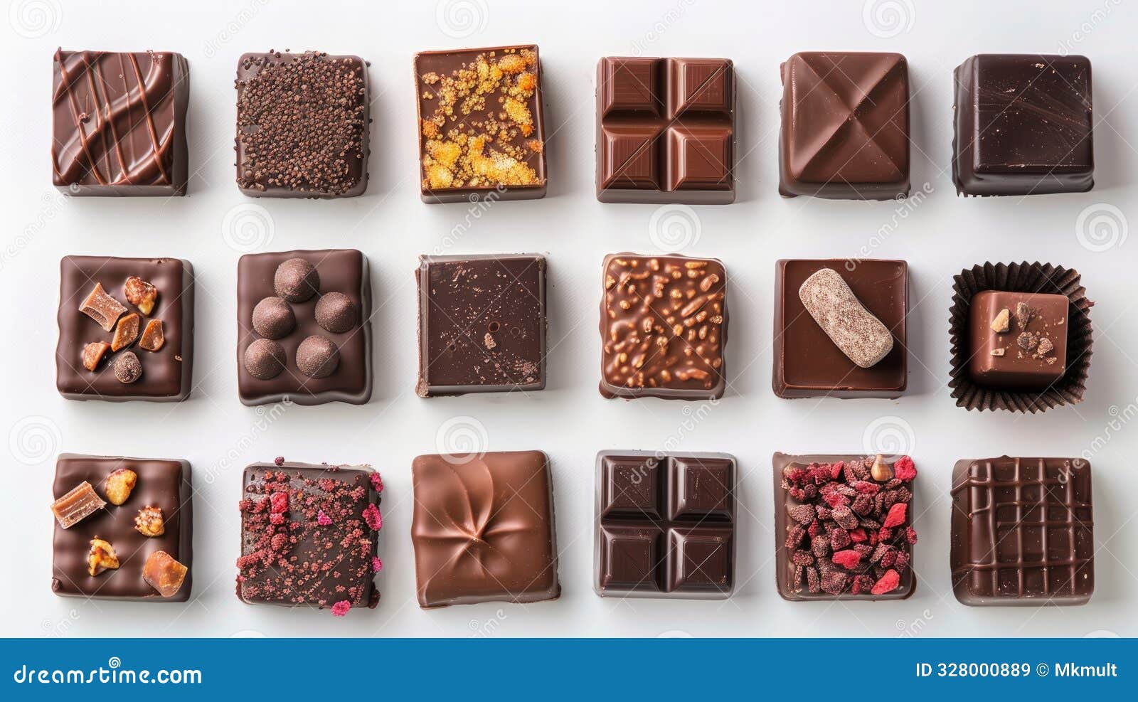 Assorted Chocolate Candy Varieties Displayed on a White Background ...