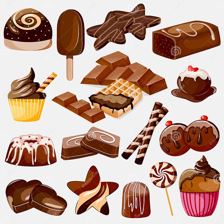 Assorted Chocolate Collection Stock Vector - Illustration of flavor ...