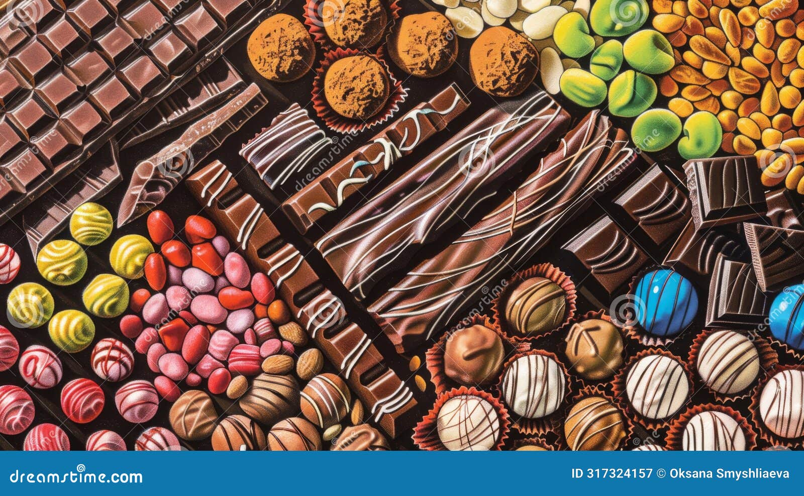 Assorted Chocolate Delights and Colorful Candies Collection Stock Image ...