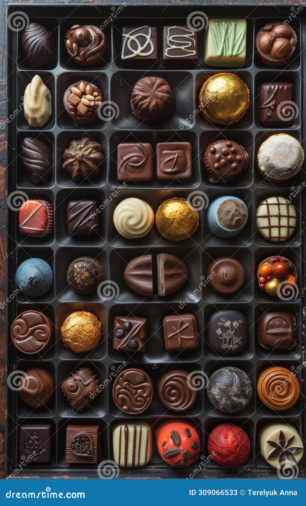 Assorted Chocolate Pralines in Box Stock Image - Image of truffle ...