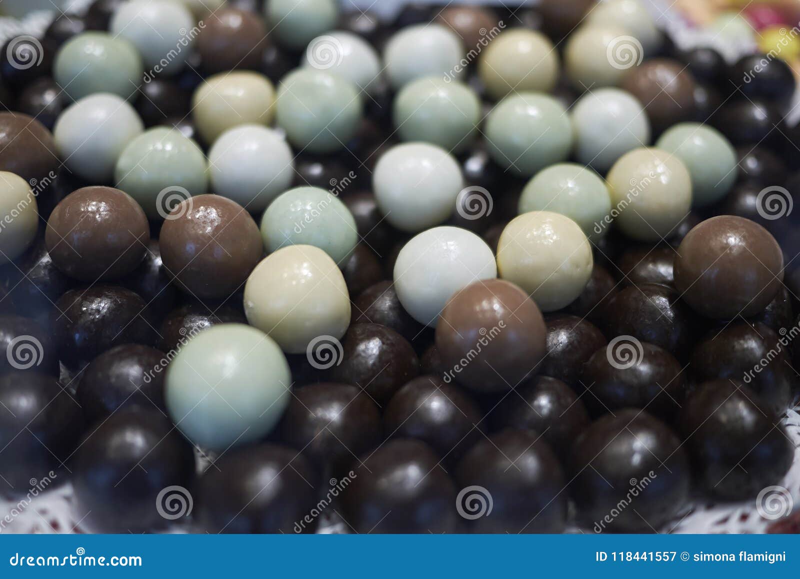 Assorted chocolate spheres stock image. Image of chocolate - 118441557