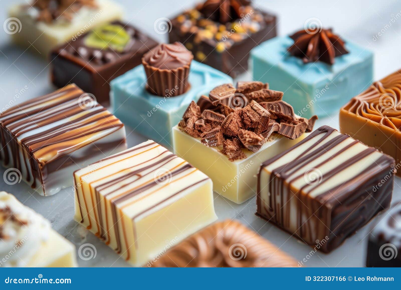 Assorted Chocolate Squares with Various Toppings, Perfect for a Rich ...